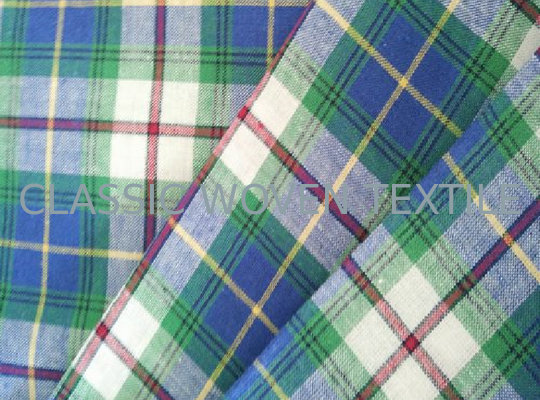 55/45 LINEN COTTON FABRIC INTERWEAVE YARN DYED CHECKS  CWT#2121
