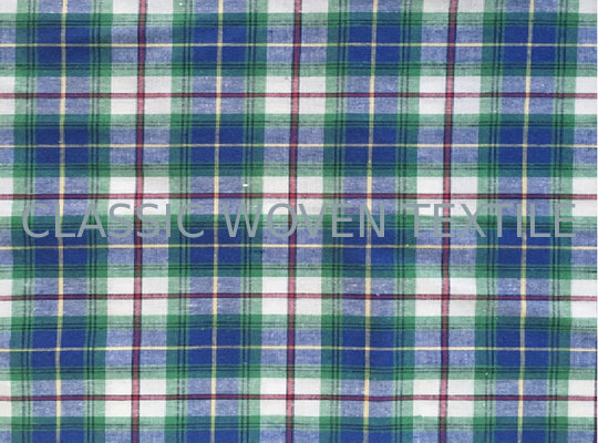 55/45 LINEN COTTON FABRIC INTERWEAVE YARN DYED CHECKS  CWT#2121