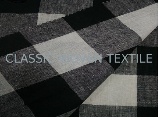 55/45 LINEN COTTON BLENDED FABRIC YARN DYED CHECKS  CWT #3232
