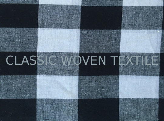 55/45 LINEN COTTON BLENDED FABRIC YARN DYED CHECKS  CWT #3232