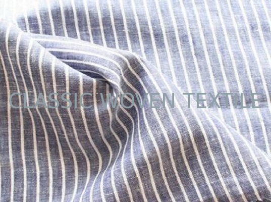 55/45 LINEN RAYON BLENDED YARN DYED STRIPE FABRIC   #1515 54X52