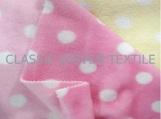 100% Polyester   knitting fabric Coral  Fleece with printed   CWTPF07