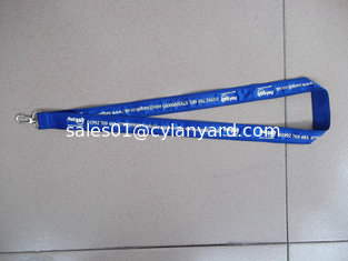 China Premium polyester satin neck lanyards, polyester and satin ribbon stitched neck staps, supplier
