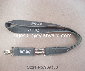 China Polyester and woven ribbon double layered lanyards, China high grade metal buckle lanyards supplier