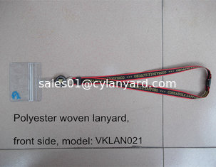 China Flat woven neck strap with retractable badge reel, retractable yoyo reel jacquard lanyards supplier