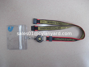 China Polyester woven neck lanyards with retractable badge reel,flat jacquard neck strap lanyard supplier