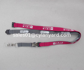 China Dual colored flat polyester ID card badge holder neck lanyard strap with metal buckle, supplier