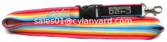 China Color stripes polyester neck lanyards, striped polyester neck straps, good quality & price supplier