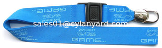 China Deluxe polyester woven neck straps with jacquard logo, safety release woven neck lanyards supplier
