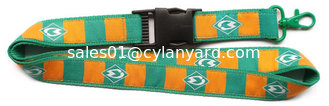 China Polyester and jacquard ribbon double layer stitched neck lanyard strap, economy lanyards, supplier