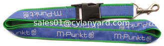 China Polyester double layered neck lanyard strap with jacquard ribbon stitched, cheap lanyards, supplier
