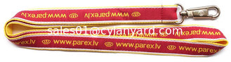 China Corporate gift polyester double layered neck lanyard strap with jacquard ribbon stitched, supplier