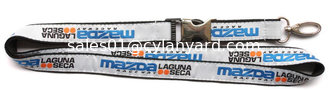 China Corporate promotional gift polyester jacquard logo ribbon double layered neck lanyards supplier