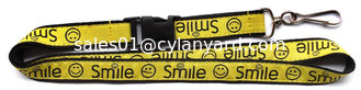 China Economy designer polyester neck lanyard strap with jacquard logo ribbon layered stitched, supplier