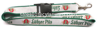 China Premium quality polyester neck lanyard strap with jacquard ribbon double layered stitched, supplier