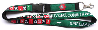 China Premium polyester neck lanyard strap with embroidered logo ribbon stitched, double layered supplier