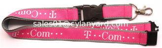 China Double layered polyester neck lanyard strap with embroidered logo ribbon stitched, economy supplier
