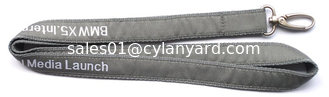 China Graded double layered polyester neck strap lanyard with embroidered logo ribbon stitched, supplier