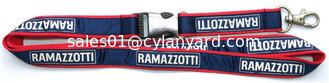China Printed polyester and satin ribbon stitched neck lanyards, safety release neck straps, supplier