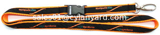 China Premium polyester jacquard ribbon stitched safety neck lanyards,woven logo ribbon overlay, supplier