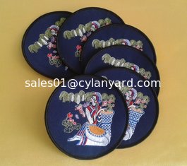 China Embroidered cotton place mat for cutlery, in stock, China embroidered table coasters, supplier