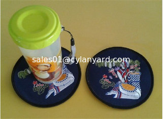 China Embroidered cup coasters, table cup mat,household tableware hot mat,China factory in stock supplier