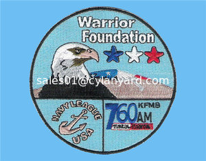 China Custom garment embroidered patches, China embroidery factory for embroidered emblem badges supplier