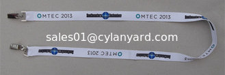 China Double ends heat transfer badge holder lanyards with metal card clip at each end, cheap, supplier