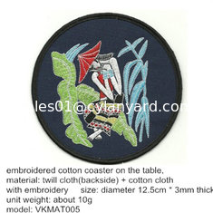 China Embroidered drink coasters tableware, vintage cotton cup coaster with embroidered design, supplier