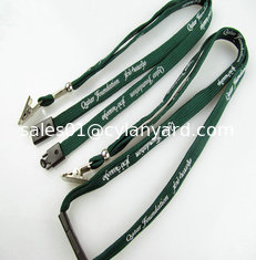 China Tube polyester badge lanyard with metal clip, tubular polyester ID card holder neck straps supplier
