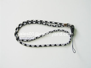 China Round cord rope mobile phone lanyard,fabric round cord neck strap with phone string holder supplier
