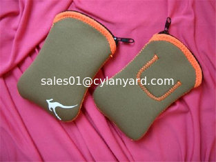 China Neoprene phone sleeve case,Neoprene mobile pouch,with or without lanyard,embroidered logo supplier