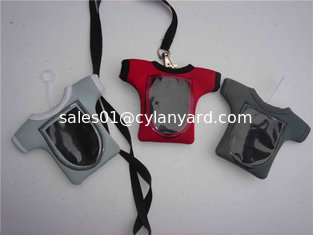 China T-shirt shaped neoprene smart phone holder lanyards, neoprene mobile phone pouch straps, supplier