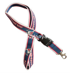 China Woven polyester neck lanyards, jacquard polyester ID card lanyard with detachable buckle, supplier