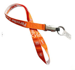 China High graded woven neck lanyard with metal detachable buckle, safety woven badge lanyards, supplier