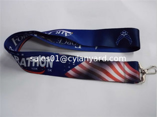 China Heat transfer full color print badge lanyards, polyester national flag print neck straps, supplier