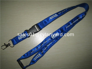 China Wholesale satin ribbon overlay polyester neck lanyards with plastic detachable buckle, supplier