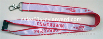 China Satin applique double layered neck lanyards, logo printed satin ribbon stitched lanyards, supplier