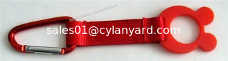 China Functional Wrist strap bottle holder lanyard with metal carabiner, polyester wrist straps, supplier
