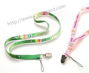 China Exquisite full color phone holder lanyards with metal card clip, sublimation print process supplier