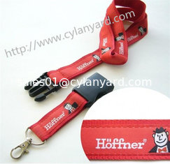 China Double layered jacquard ribbon overlay neck lanyard with quick release detachable buckle supplier