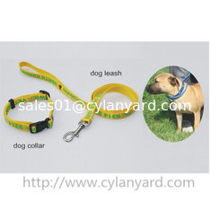 China satin ribbon polyester lanyard dog leash and dog collar gift set,silk screen printed logo, supplier