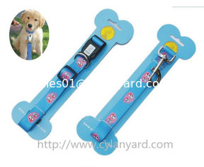 China Designer full color print flat polyester lanyard dog collar and dog leash for pet products supplier