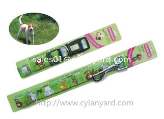 China Stylish full color print polyester webbing dog collar and lead set heavy duty clasp hook, supplier