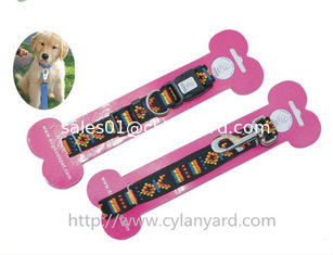 China Woven logo polyester lanyard dog leash and collar gift set with heavy duty clasp hook, supplier