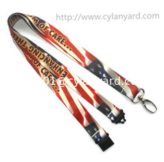 China Flat polyester full color American national flag print lanyard, national flag neck lanyard supplier