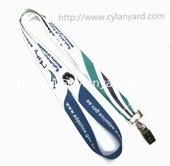 China Cheap full color print id card badge lanyard with metal card clip, China lanyard factory, supplier