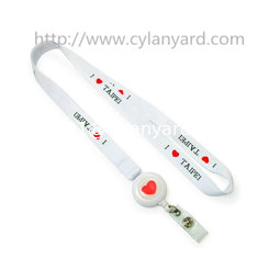 China Polyester id badge pull reel lanyard, promotional sponsorship id badge lanyards, supplier