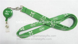 China Tube polyester badge lanyard with retractable pull reel, badge reel tubular neck straps, supplier
