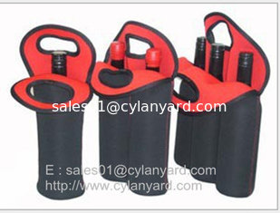 China Wine bottle neoprene cooler handbag selection, tailor made neoprene bottle coolers, supplier